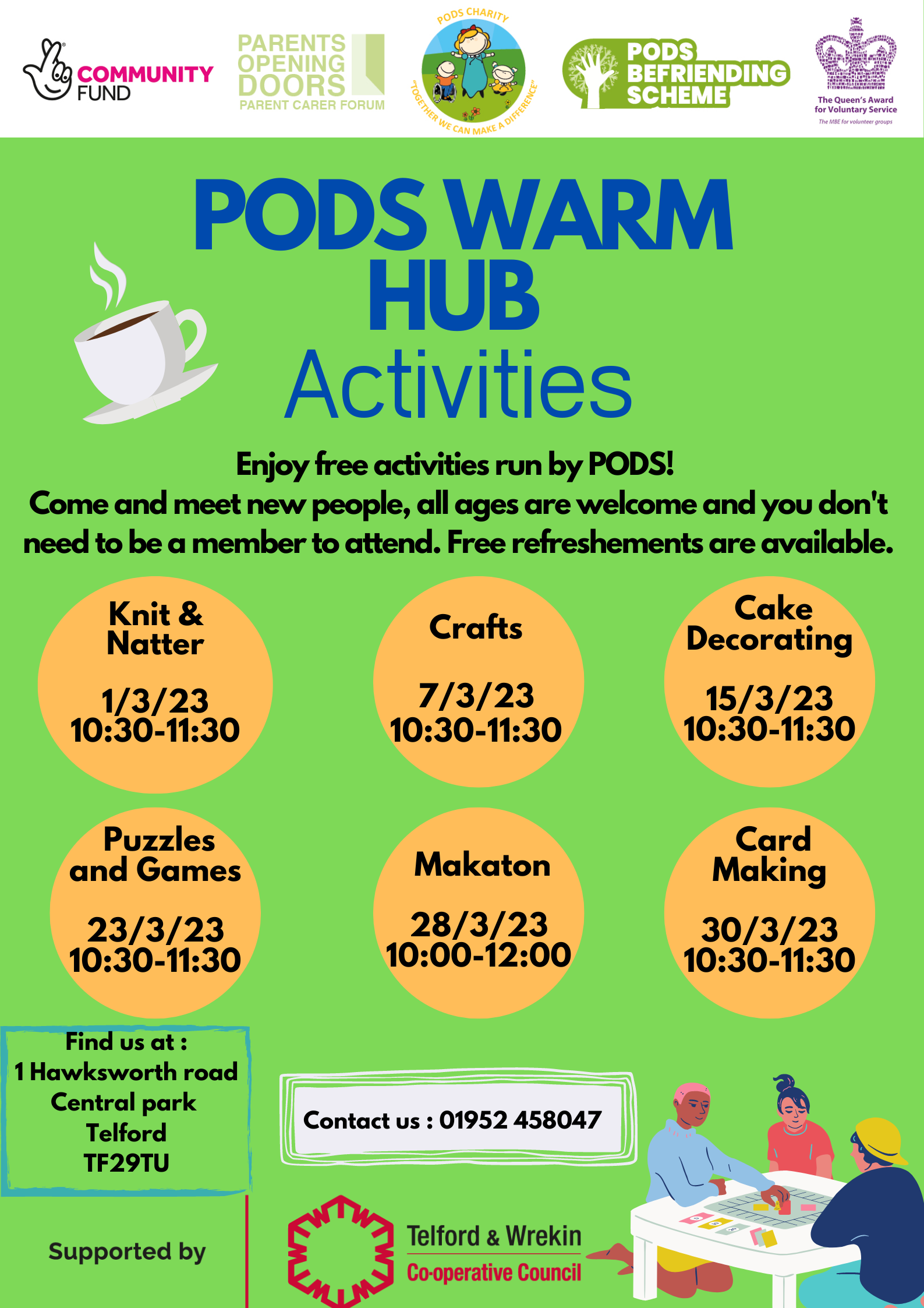 PODS Warm Hub Activities for March 2023 - Together We Can Make a Difference