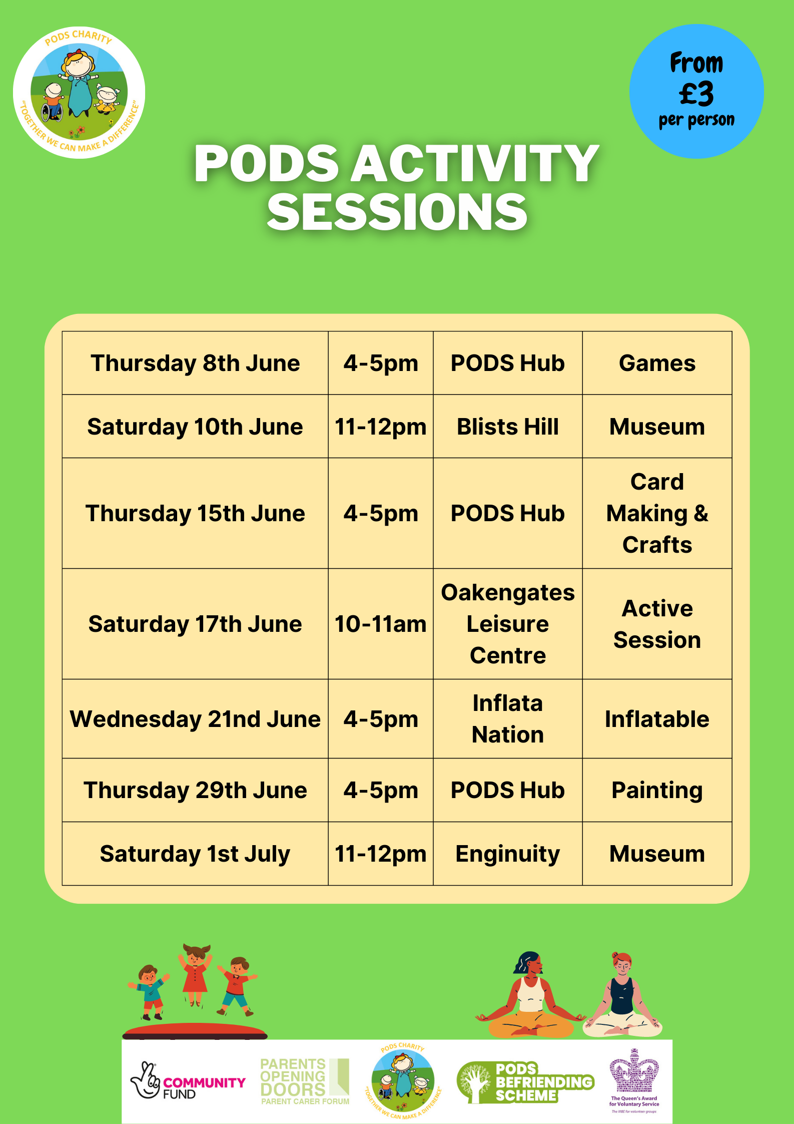PODS June Activity Sessions - Together We Can Make a Difference